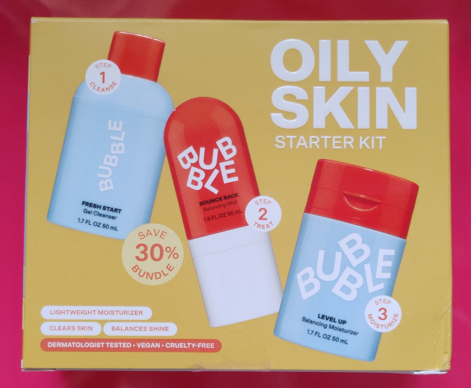 3PC Bubble Skincare 3-Step Balancing Bundle SET Normal to Oily & Combo ...