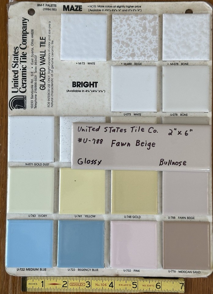 1 pc. Fawn Beige: Glossy Ceramic Surface Bullnose Trim Flat Tiles ...