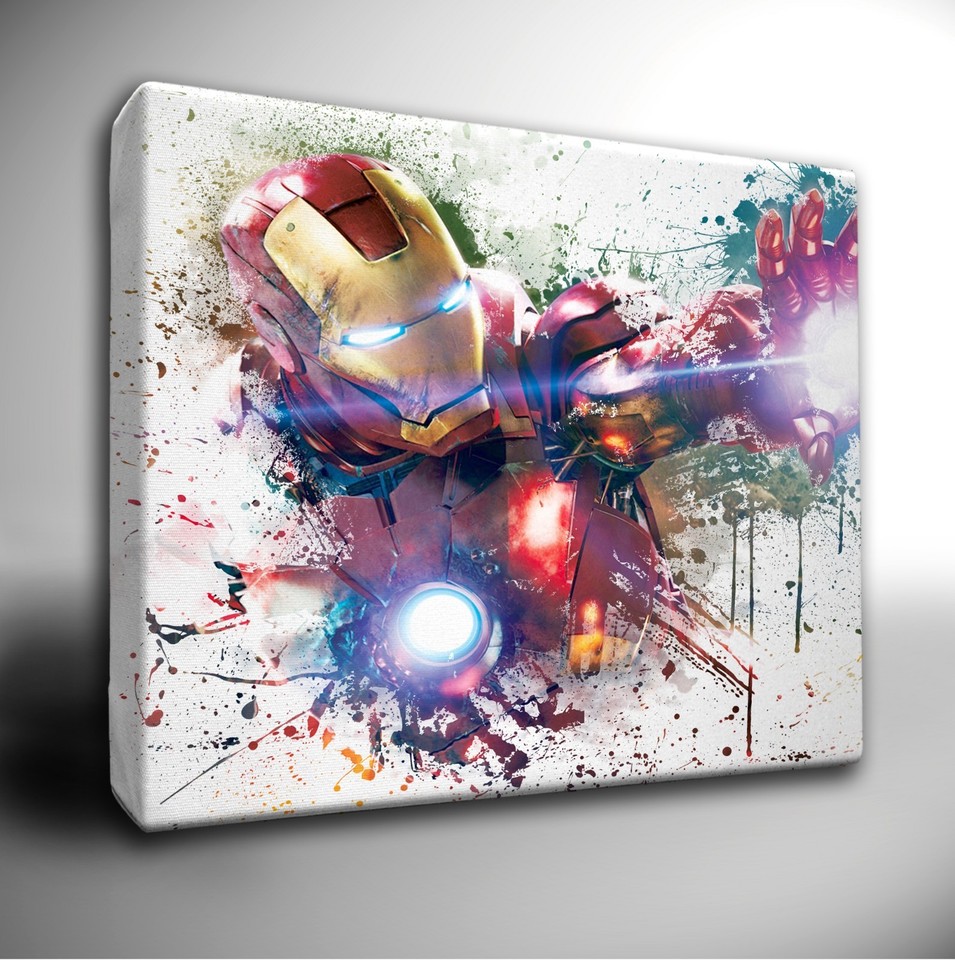 Marvel Avengers / DC Characters paint splatter CANVAS Wall Art Picture ...