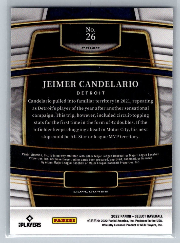 2022 Panini Select Concourse Prizm #26 Jeimer Candelario Detroit Tigers | eBay