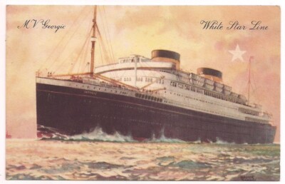 M.V. GEORGIC Postcard WHITE STAR LINE Britannic Sister Ship MOTOR ...