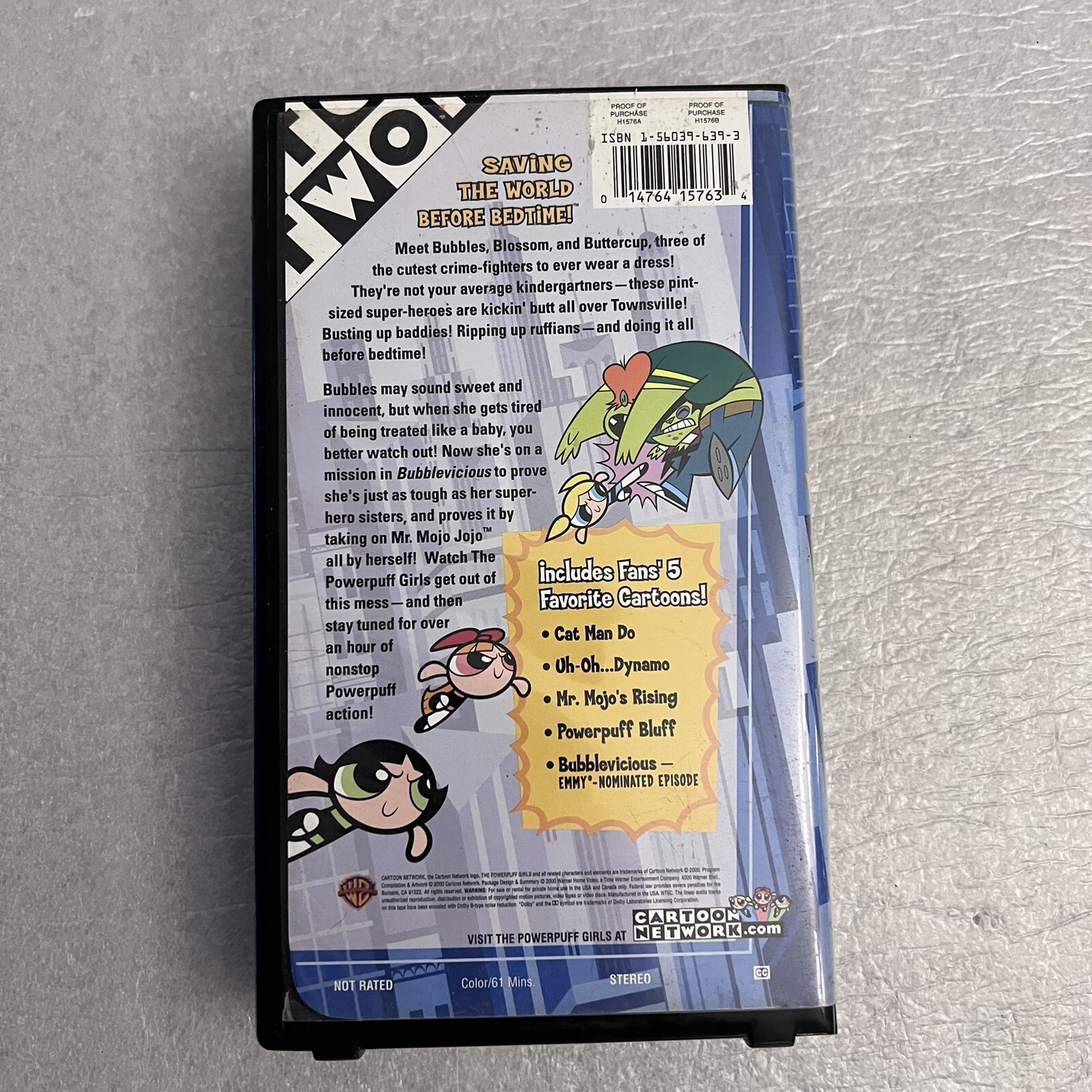 The Powerpuff Girls - Bubblevicious (VHS, 2000, Cartoon Network) Clam ...