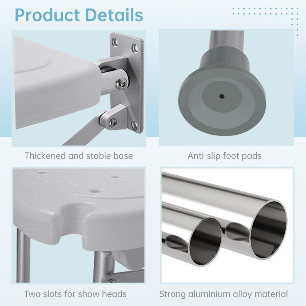 Fold Down Shower Seat Folding Safety Bench Wall Mount Bath Chair ...