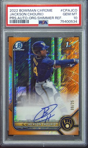 2022 Bowman Chrome JACKSON CHOURIO Orange Shimmer Refractor 1st Auto ...