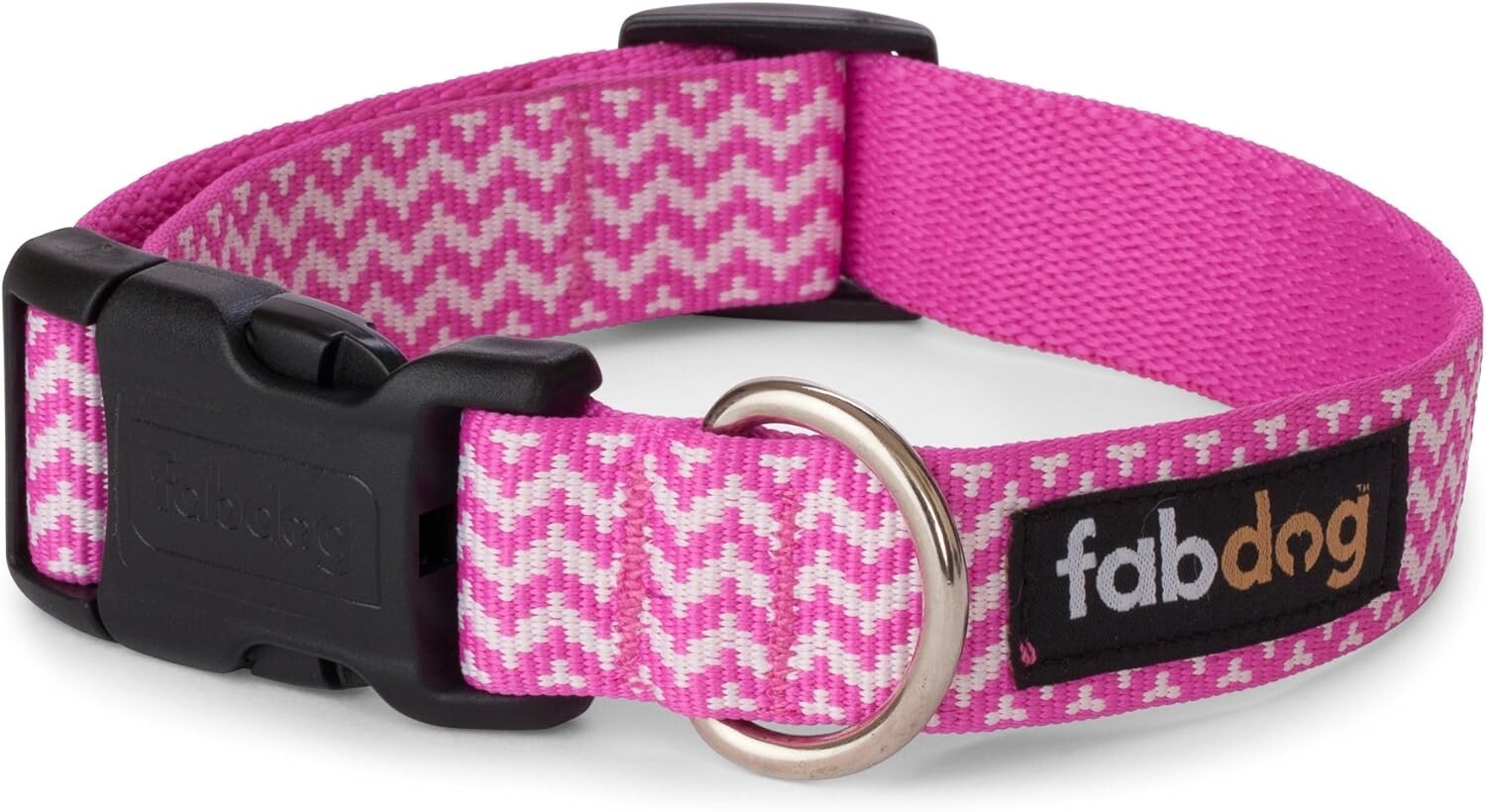fab dog collar, Pink Chevron , 1 In Collar, large, Made from recycled ...