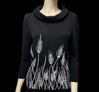 St John Collection Sweater Embroidered Knit Black White Pullover Roll ...