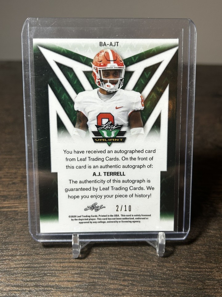 2020 Leaf Valiant AJ Terrell Partial Rainbow - /75, /50, /25, /20, /10 Falcons | eBay