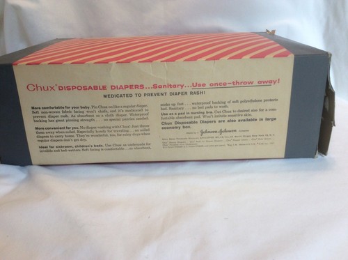 Vintage 1957 Chux Disposable Diapers 2 Dozen Large Size Johnson And ...
