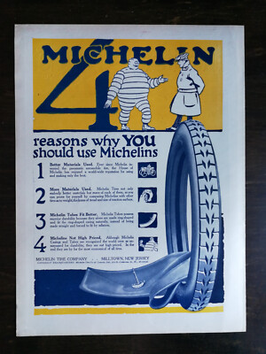 Vintage 1917 Michelin Man Michelin Tire Company Full Page Original Ad ...