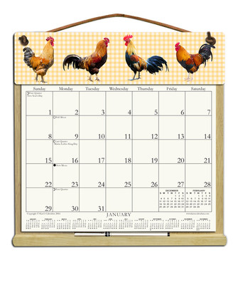 ROOSTERS CALENDAR HOLDER - REFILLABLE EVERY YEAR! | eBay