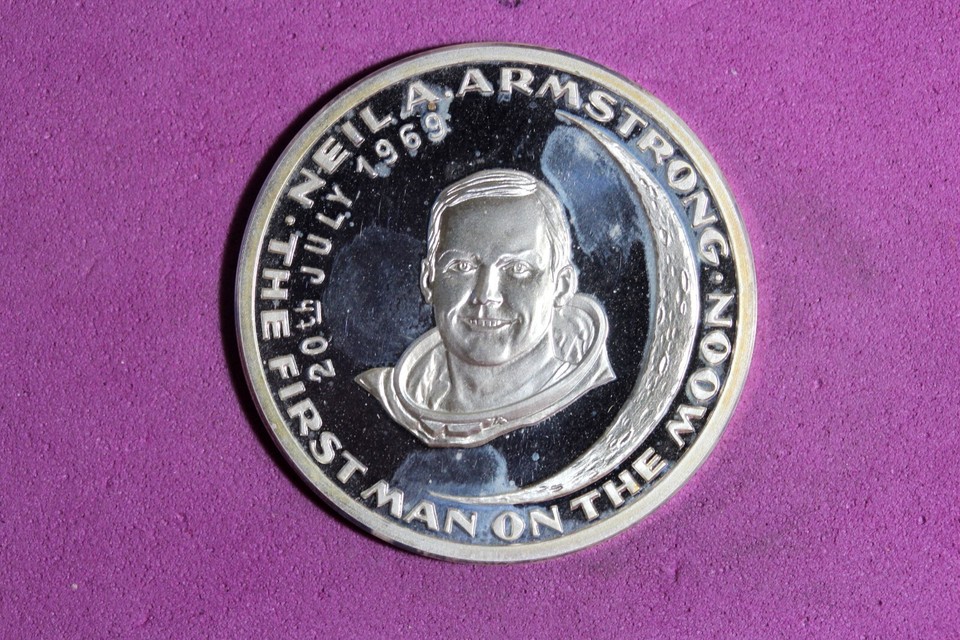 Neil Armstrong First Man on the Moon, One Small Step Silver Medal # ...