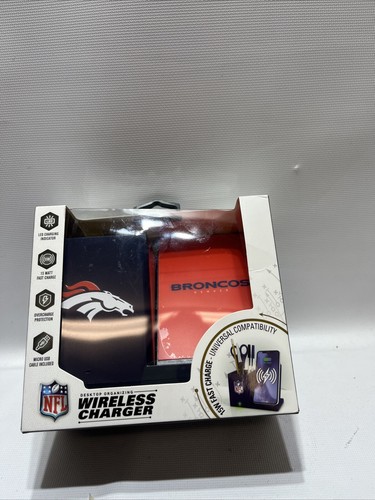 Denver Broncos Fan Gift Office NFL Wireless Charger w/Pen Cup New In ...