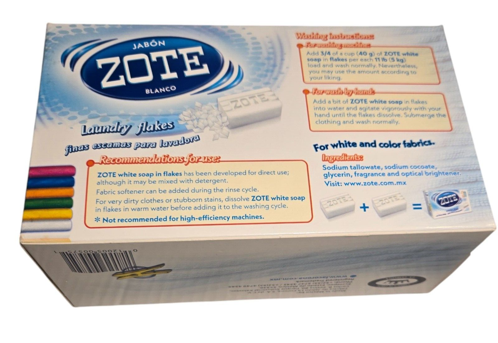 Jabon ZOTE Blanco Laundry Flakes, White All Natural Laundry Soap, 17.6 ...