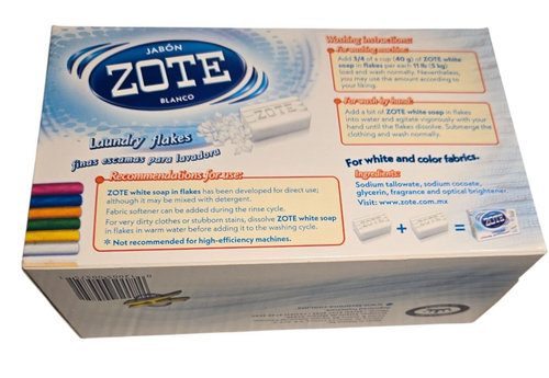 Jabon ZOTE Blanco Laundry Flakes, White All Natural Laundry Soap, 17.6 ...