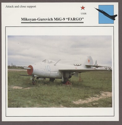 Mikoyan Gurevich MiG-9 Fargo Edito Service Warplane Air Military Card ...