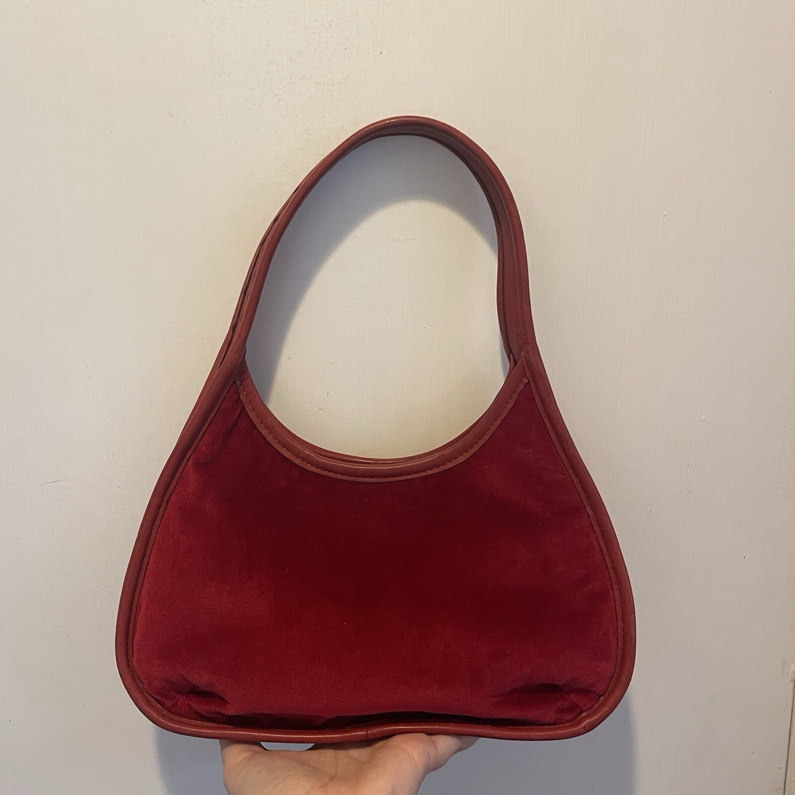 Vintage Coach Red Velvet And Leather Ergo Purse - Gem