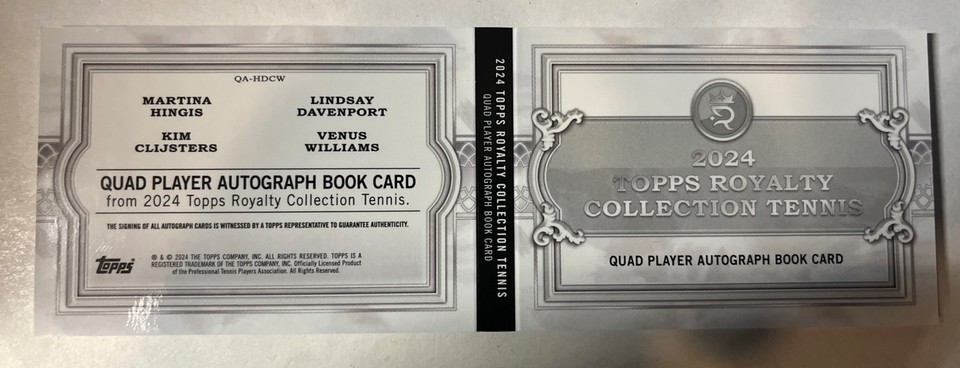 2024 Topps Royalty Tennis Quad Auto Booklet #04/25 Venus / Hingis ...