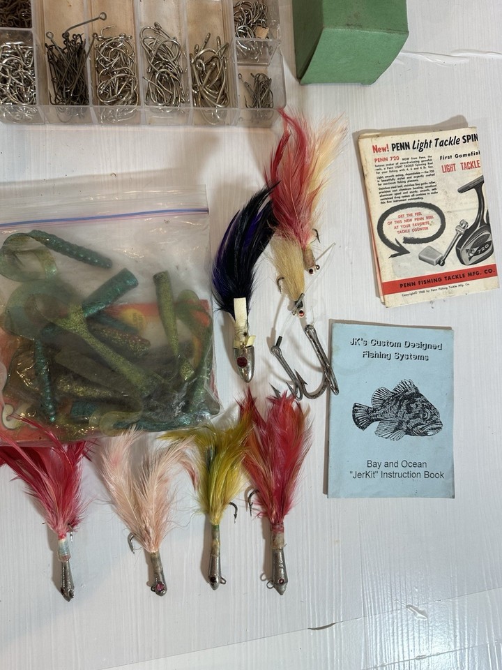 Large Fishing Tackle Lot w/ Tackle Box Lures Hooks Line Soft Baits Salt ...