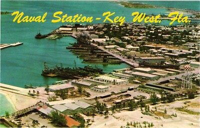 Key West Florida Naval Station Postcard 1960s Aerial View Fort Taylor ...
