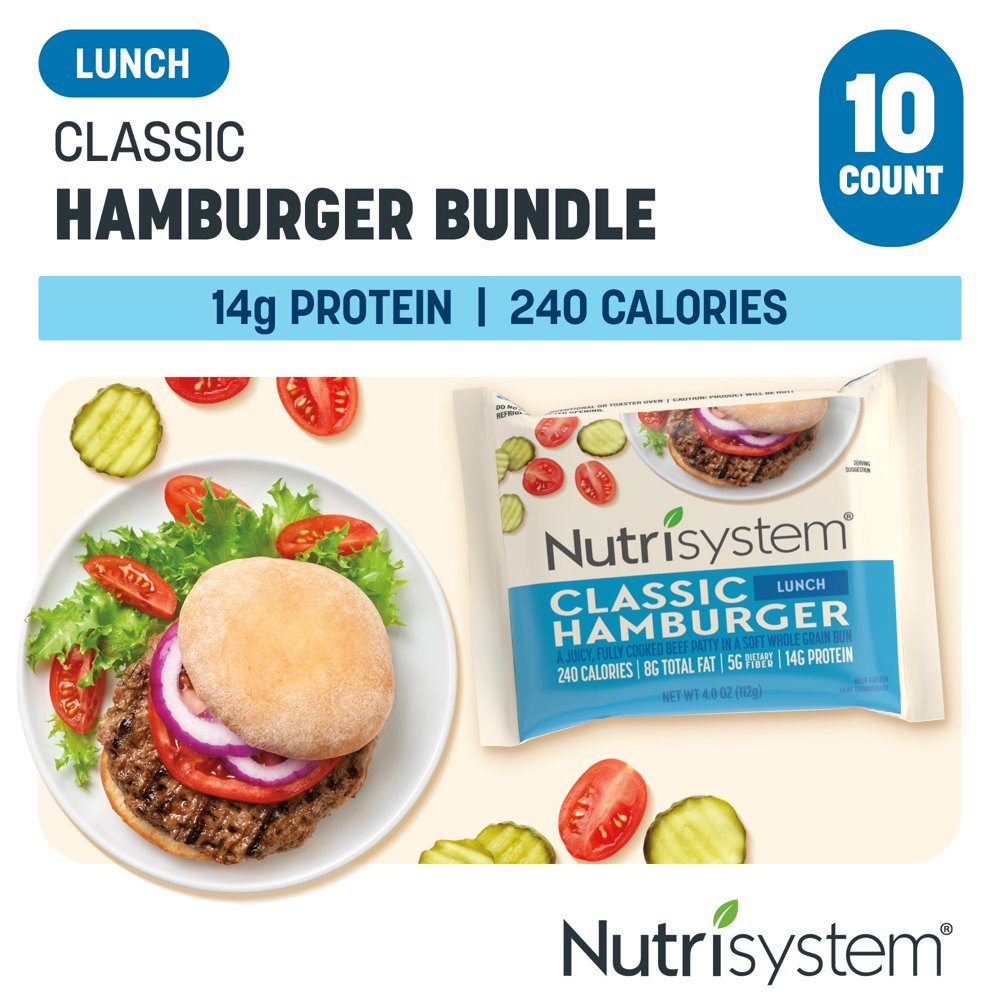 Nutrisystem Classic Pre-Packaged Beef Hamburgers, Frozen, 14G of ...