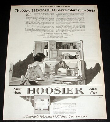 1921 OLD MAGAZINE PRINT AD, THE HOOSIER KITCHEN CABINET, SAVES TIME ...