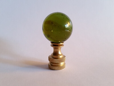 Green Round Glass Ball Marble Agate Lamp Finial Topper with Brass ...