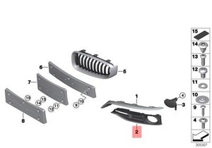 Genuine BMW F34 Partially Open Grid Fog Light Grille Left OEM ...