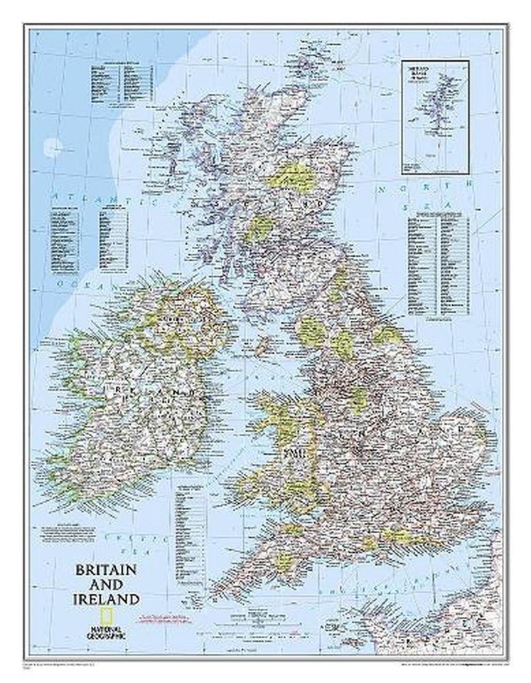 Britain And Ireland Flat Map: Wall Maps Countries & Regions by National ...