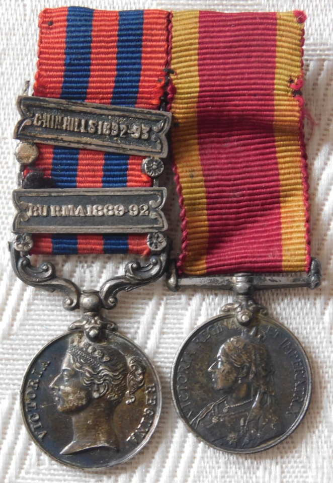 ATTRIBUTED CHINA INDIAN CHIN HILLS WAR MEDAL ARMY NAVY STORES TICKET ...