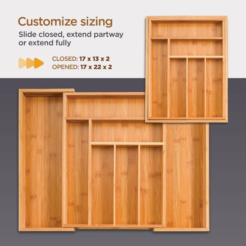 Bamboo Cutlery Silverware Flatware Utensil Tray Drawer Kitchen ...