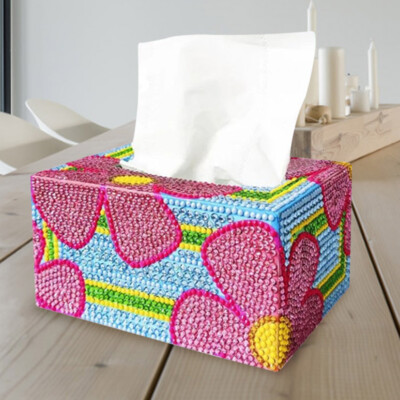 5D DIY Diamond Painting Square Tissue Box Kit Tissue Dispenser (Flowers ...
