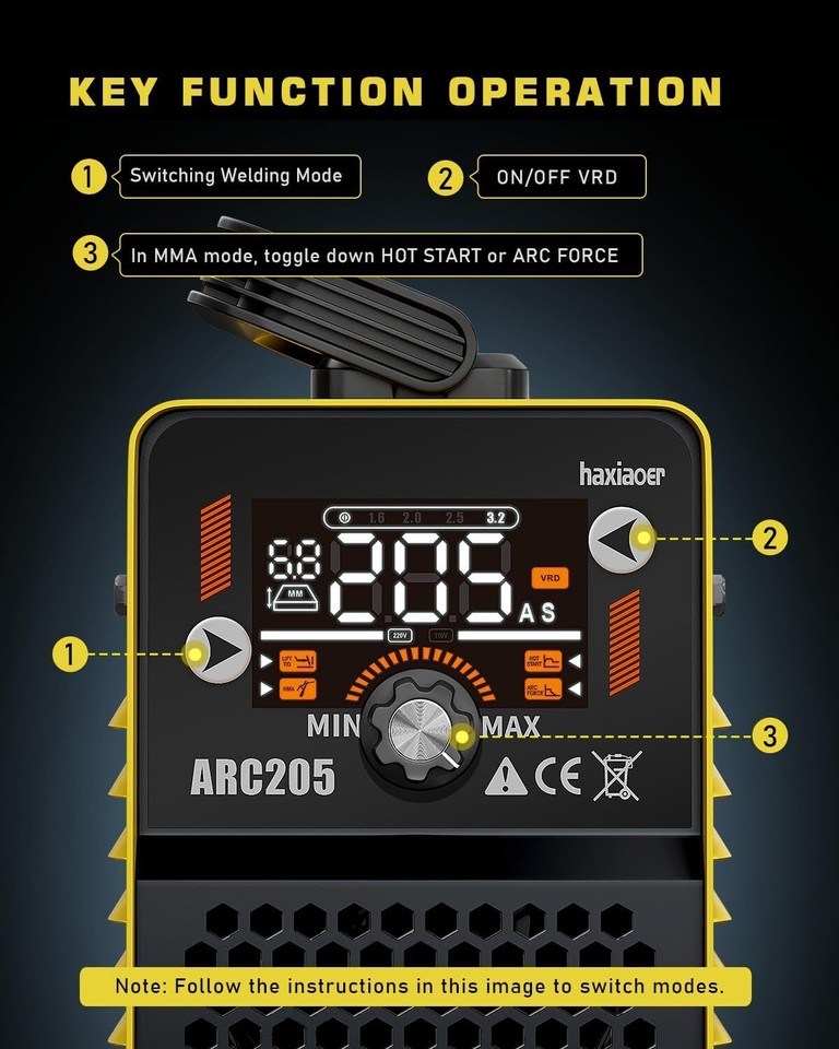 haxiaoer 205A 2-in-1 MMA/Lift TIG ARC Welding Machine, 240V Stick ...