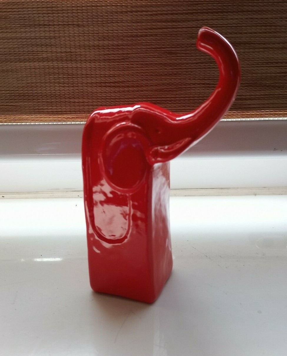 Red Ceramic Elephant Ornament Home Decor Gift | eBay UK