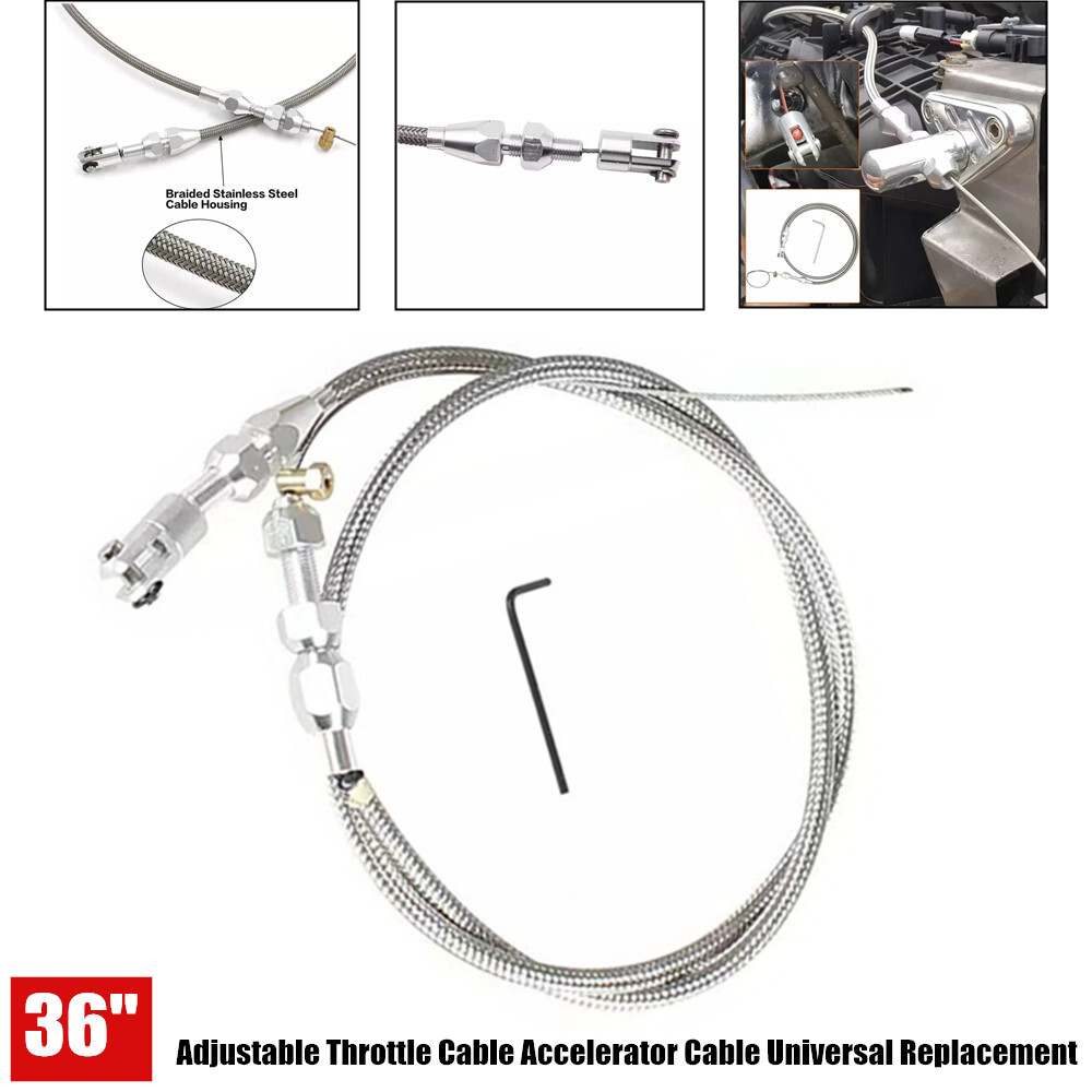36" Modified Length Adjustable Throttle Cable Accelerator Cable Replacement S.S | eBay