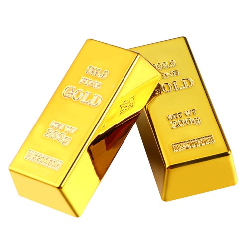 2 Pcs Simulated Gold Bars Door Stop Bar False Golden Party Decorations ...