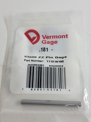 Vermont Gage - 111218100 - .181" Minus - Class ZZ Pin Gage | eBay