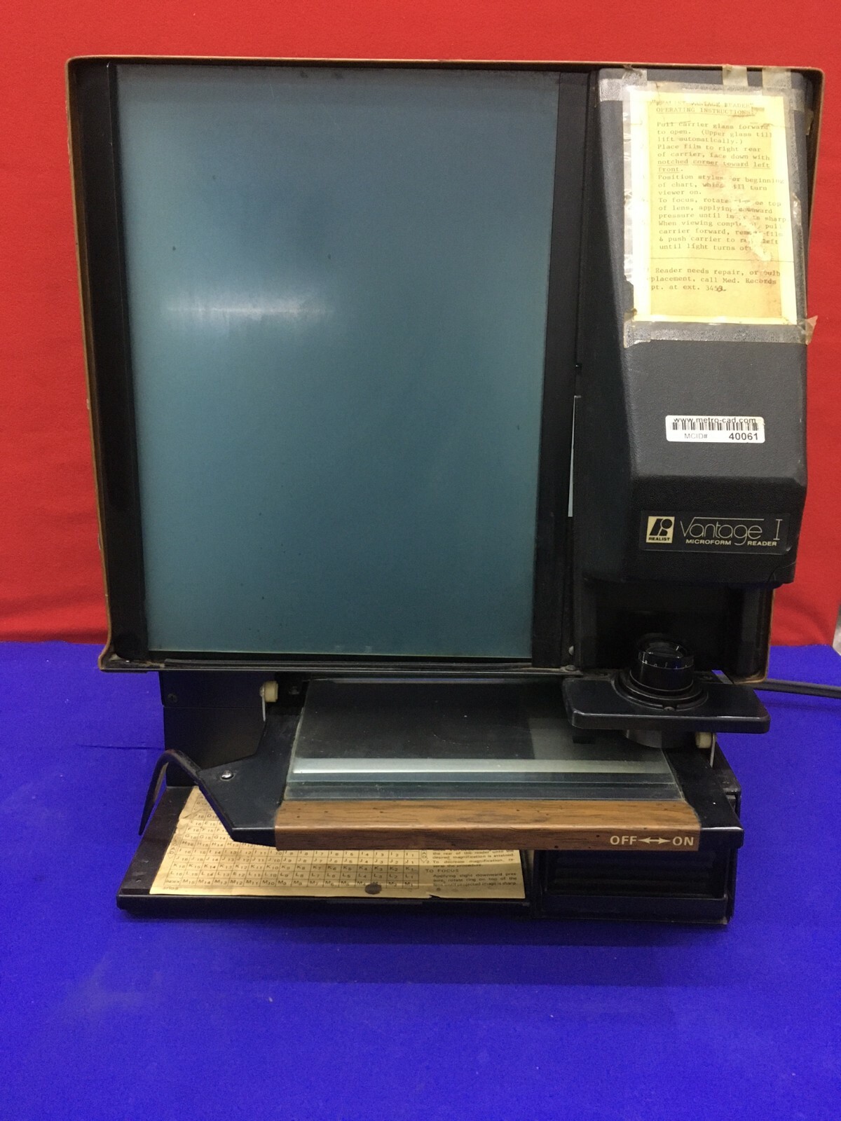 REALIST MICROFORM 3351 REALIST (Microfiche/ Microfilm) READER FOR PARTS ...
