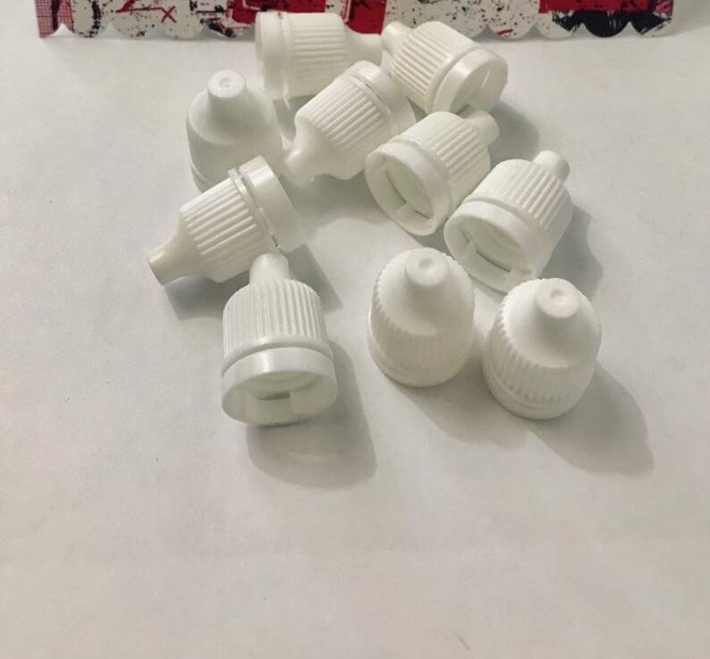 10 Single White Dropper TOPS for Squeeze Bottle Nozzle TOP Cap ...