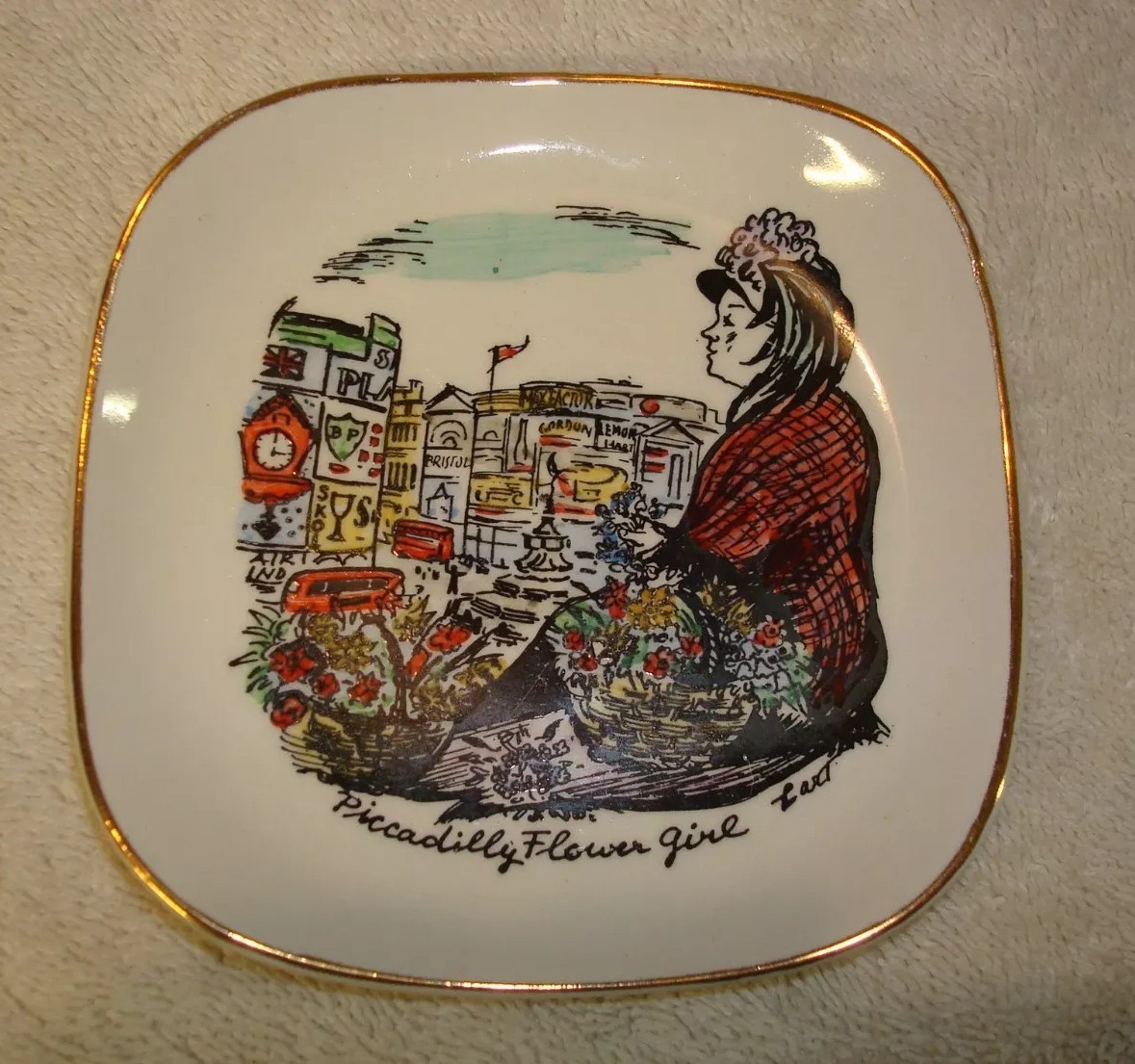 Piccadilly Flower Girl Britannia Designs Dartmouth England Trinket Dish ...