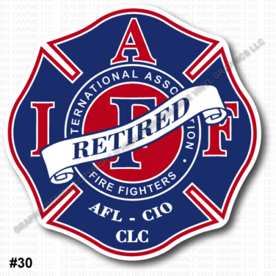 IAFF Firefighter Decal 3.7" RETIRED Sticker Blue Laminated REGULAR ...