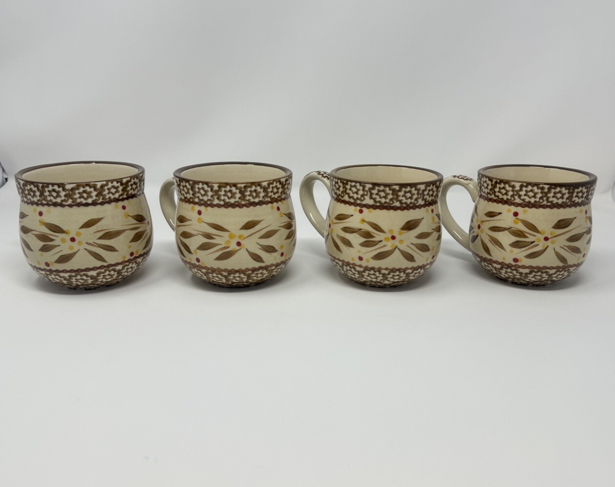 Temptations Old World Brown 4 Rounded Coffee Mugs 12 oz | eBay