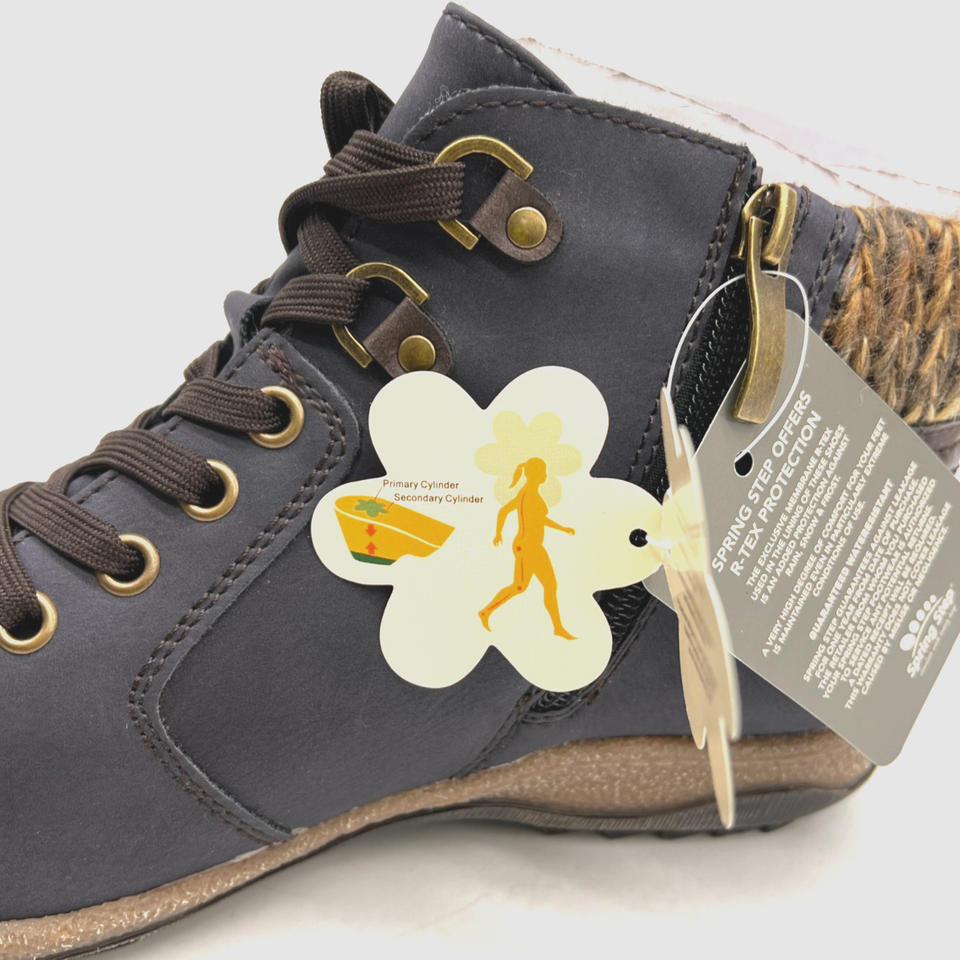 Spring Step Clifton Navy Lace Up Side Zip Bootie Women's Sz 7.5-8 US/EU ...