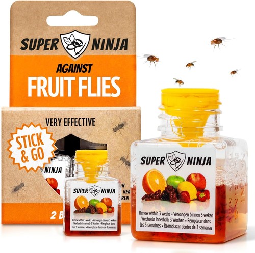 Super Ninja Fruit Fly Trap - 2 pack, Highly Effective Fruit Fly Killer ...