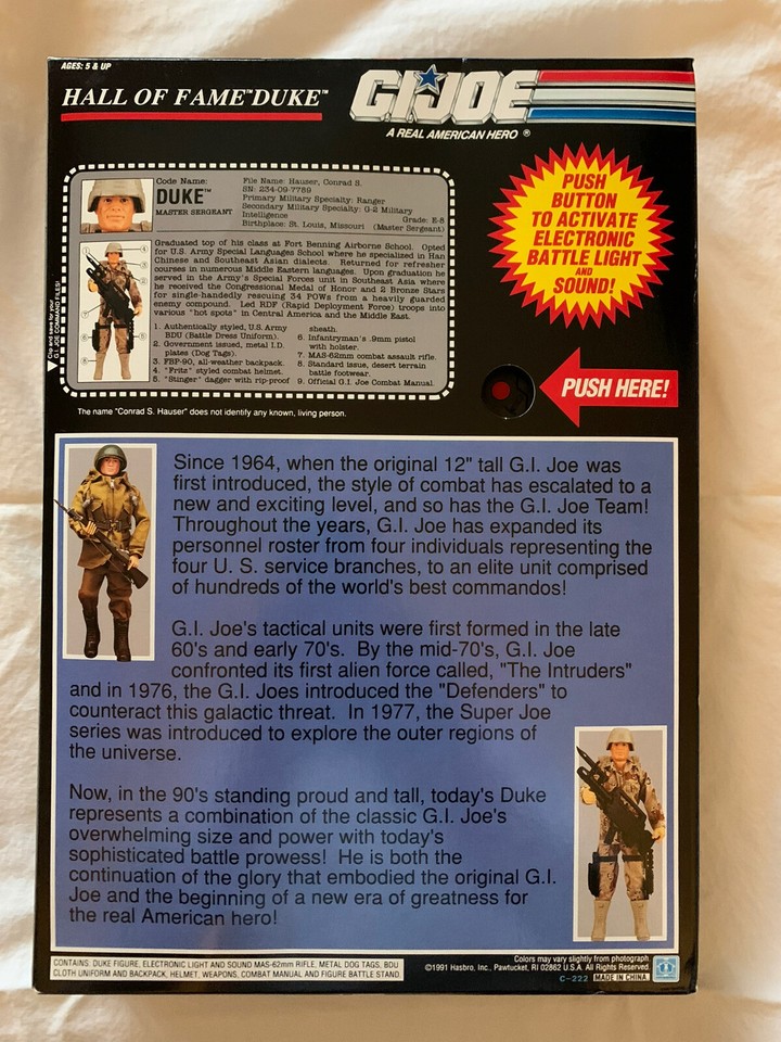 GI Joe Hall Of Fame Duke Action Figure 12" Inches 1991 | eBay