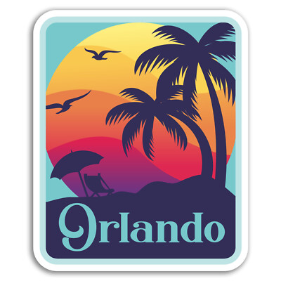 2 x 10cm Orlando Vinyl Stickers - Florida Travel Sticker Laptop Luggage ...