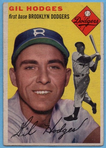 1954 Topps #102 Gil Hodges VG-VGEX CREASE Brooklyn Dodgers Los Angeles ...