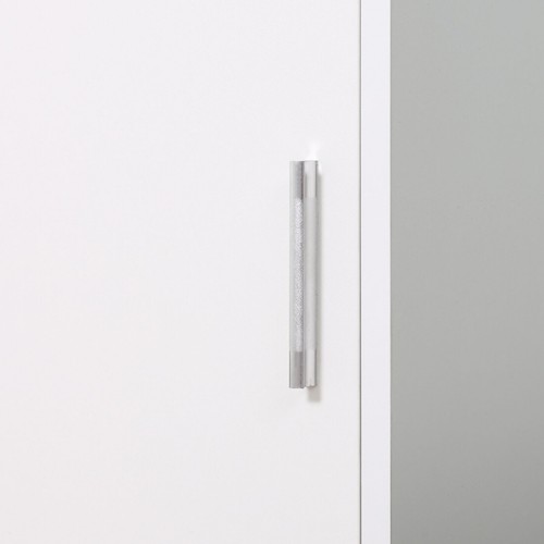 White Tall Mirrored Bathroom Cabinet Storage Cupboard Tallboy Unit ...