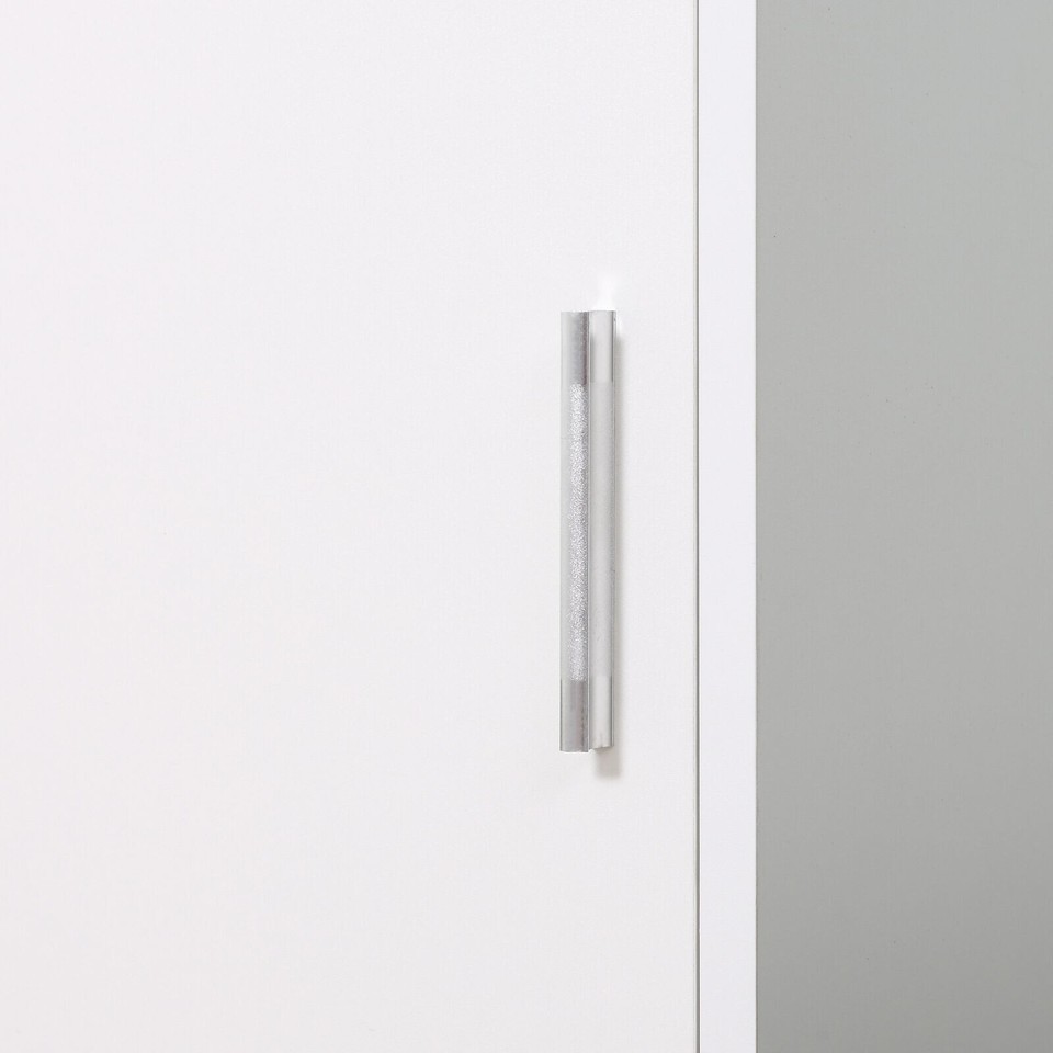 White Tall Mirrored Bathroom Cabinet Storage Cupboard Tallboy Unit ...