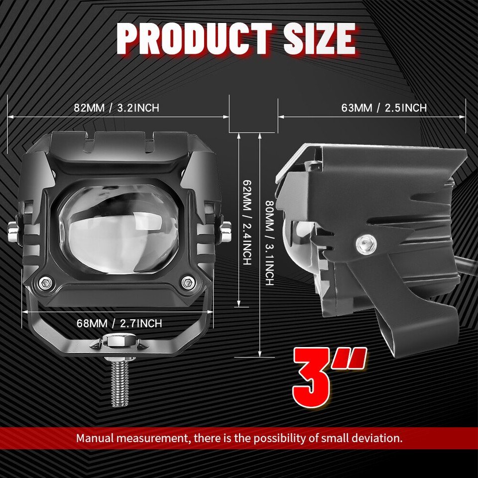 2Pcs 3"Inch LED Work Light Cube Pods Spot Flood OffRoad Lights Truck ...