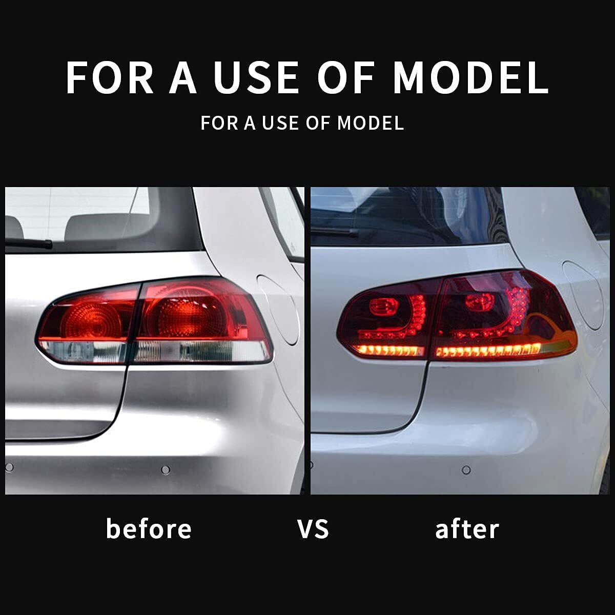 VLAND Tail Lights For 2010-2014 Volkswagen Golf 6 MK6 GTI R Red LED ...